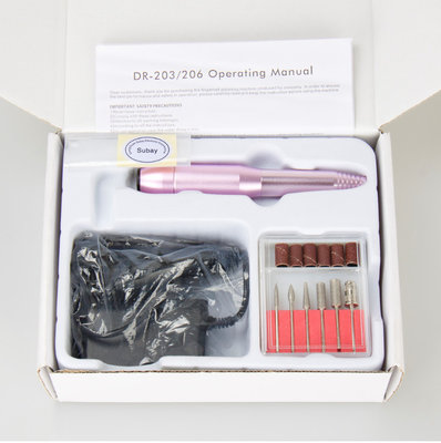 Rosa profesional eléctrica uñas taladro Pen 6 Bits Nail enfermería Kit 100-240 V manicura y pedicura polaco máquina herr