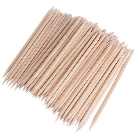 80-100pcs Nail Art Cuticle Pusher Orange Wood Stick Cuticle Pusher Remover Manicure Pedicure Care Pusher Beauty Nails To