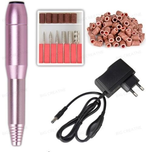 Professional Electric Nail Drill Pen 6 Bits Nail Nursing Kit 100-240V Pedicure & Manicure Polish Machine Nail Art Tool