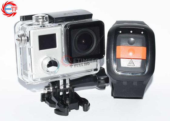 Silver Action Camera With Remote Control , WIFI 170 Degree Waterproof Sports DV