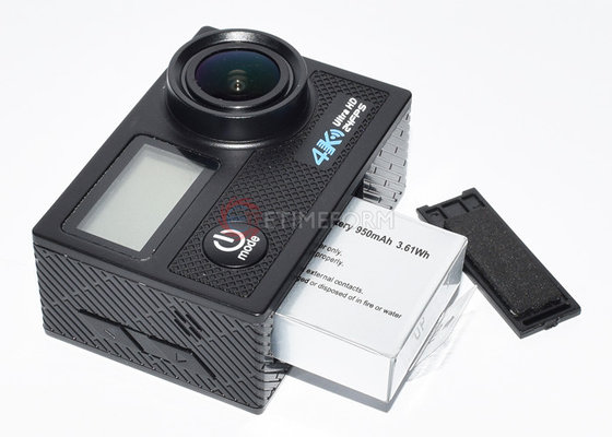 Black OEM Dual Screen Action Camera 4K 24fps Real Mini Type 1080p 30 Meters Deep