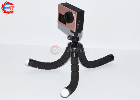 Portable Sponge Black Sports Camera Tripod For Mobile Phones / Cameras