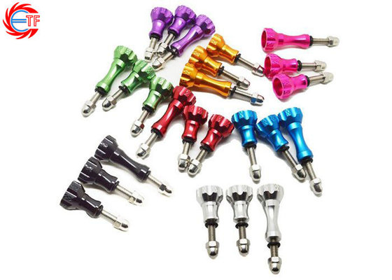 8 Colors 3pcs Action Camera Equipment , Aluminum Knurled Thumb Screws Stainless