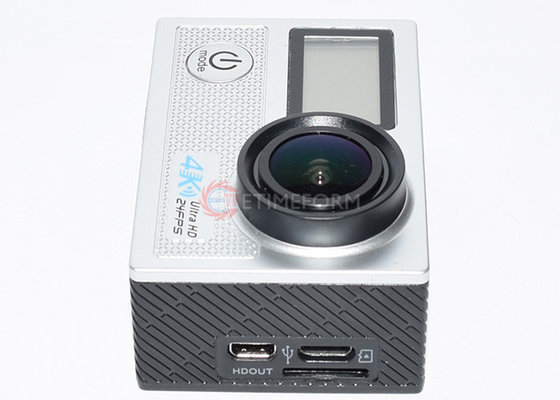 Silver 4K Double Screen WIFI Action Camera Remote Control Loop Recording