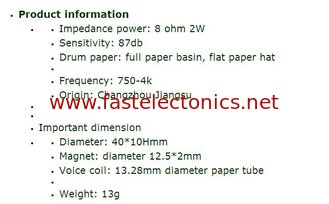 LS40N-18 1.5 inch 8 Ohm 2W full paper basin speaker .speaker; loudspeaker; reproducer; horn.loudhailer;