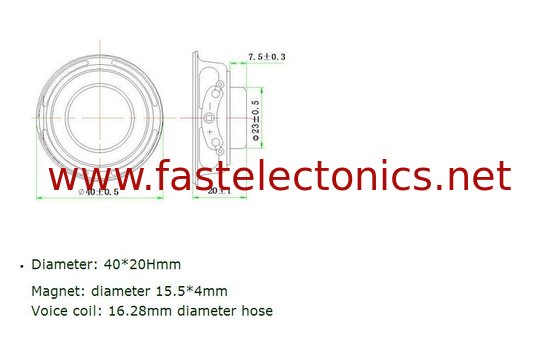 LS40N-16 40mm 8 Ohm 3W PU edge paper  . speaker; loudspeaker; reproducer; horn.loudhailer;