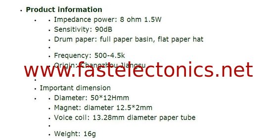 50mm LS50N-2 8 Ohm 1.5W telephone set toy horn   high quality.speaker .loudspeaker; reproducer; horn.loudhailer;