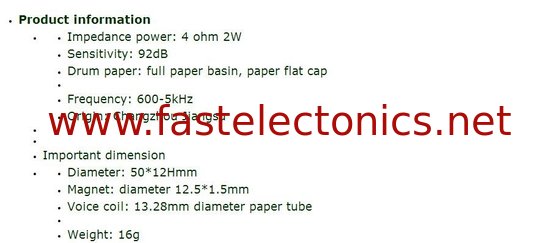toy speaker LS50N-6/4 Ohm 2w/  high quality.speaker .loudspeaker; reproducer; horn.loudhailer;