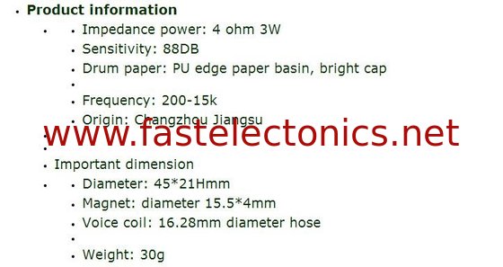 45mm LS45N-4 4 Ohm 3W telephone set toy    high quality.speaker .loudspeaker; reproducer; horn.loudhailer;