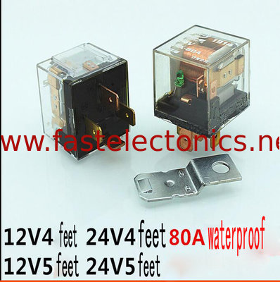 High power 12v 24v 4 feet  5 feet  waterproof automobile relay headlight fan air conditioner relay