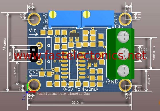 Voltage to current module signal conversion conditioning 0-3.3v/5v/10v/15v to 4-20mA transmitter