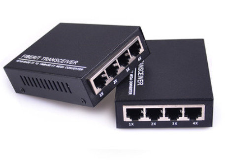 100M Multimode Fiber Ethernet Media Converter , 4 Port Fiber To Ethernet Transceiver