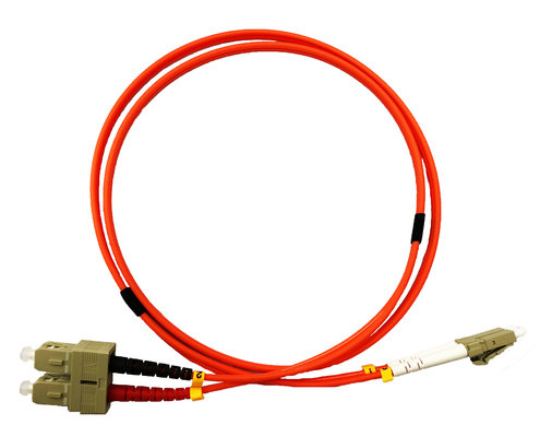 Multimode Fiber Optic Patch Cables 1m LC UPC to SC UPC Duplex 3.0mm LSZH OM1