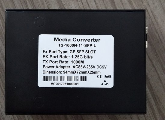 RJ45 To SFP Single Mode Media Converter Large Capacity With DIP Switch