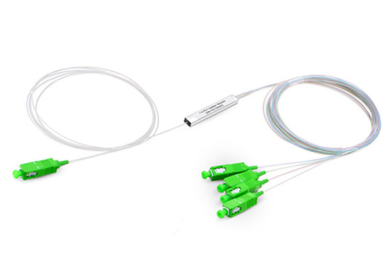 1×4 Mini PLC splitter with SC/APC connector 1meter 0.9mm G.657A steel tube