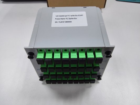 1x32 Cassette Type Fiber Optic Splitter G657A / G652D For Data Communications