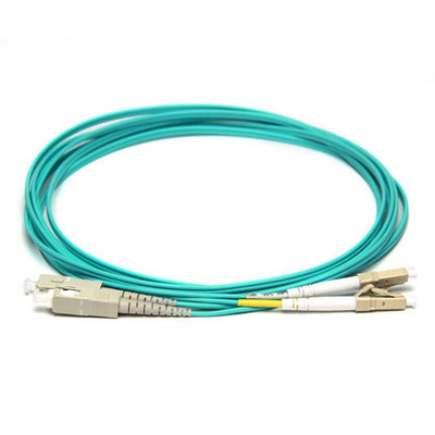 LC UPC Multimode Fiber Patch Cord , Duplex Fiber Optic Jumper Cables OM3 1-15m Length
