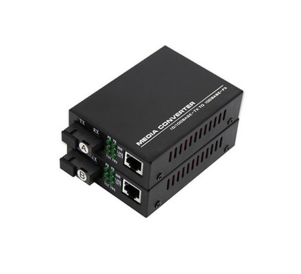 1310/1550nm Fiber Optic to RJ45 Media Converter SM Simplex WDM Bidirectional Gigabit