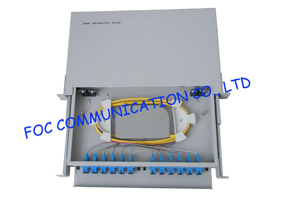 Rack Mount Optical Fiber Patch Panel 24 Port Full Loaded With Pigtails And Adapters