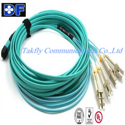 Green MultiMode MPO/MTP TO LC Fiber Optic Patch Cords 8 fibers