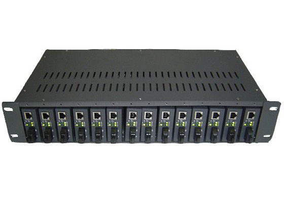 14 port Manageable Rack Mount Optical Fiber Media Converter , 19 inch
