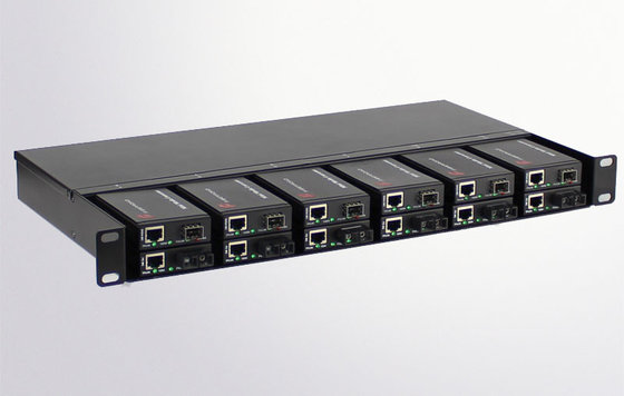 1U 12 Slots Mini Fiber Media Converter Chassis Rack With Dual Power Supply