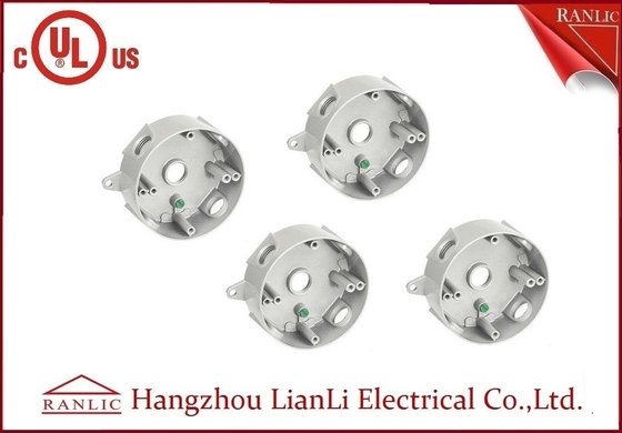 Grey Aluminum Round Weatherproof Conduit Box 5 Holes 1/2" 3/4"