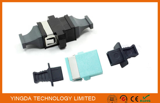 MPO / MTP OM3 10G Fiber Optic Adapter , Coupler Black Plastic 24 Fiber SC Adapter