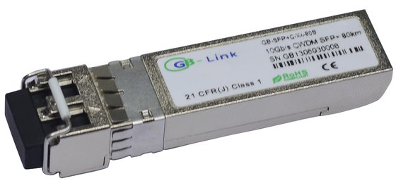 Single Mode 10G SFP + Module Transceiver 80km 1470nm - 1610nm For Ethernet