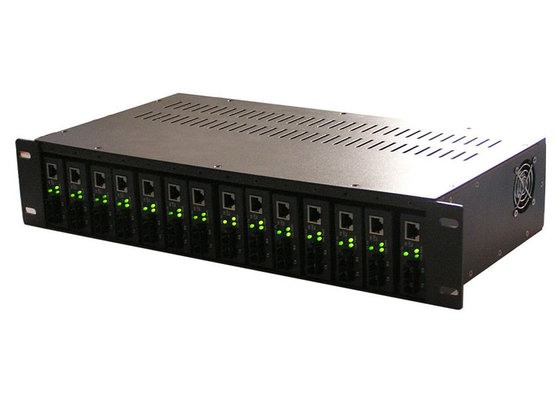 2 U Rack mounted Fiber Optic Media Converter with 19 inch 16port Media Converter Chassis