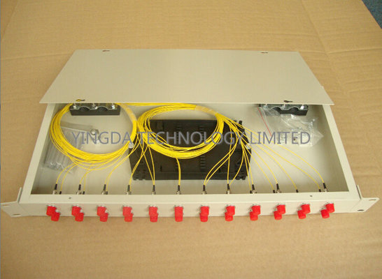 FC Rack Mount Single Mode Fiber Optic Patch Panel 24 Port  , ODF Patch Panel White Metal
