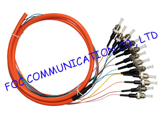 Optical Fiber Pigtail 12Core Distribution Fan Out ST MM Precision Alignment