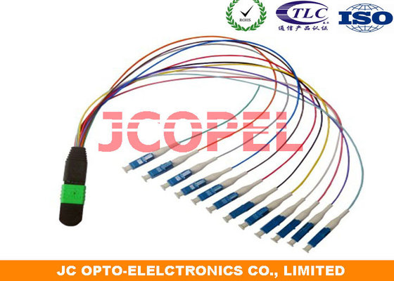 MPO - LC / UPC Fiber Optic Patch Cord 12C 0.9mm Single Mode Fiber Optic Cable