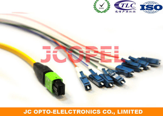 0.3dB 8Core MPO - LC Single Mode Fiber Patch Cord Optical Jumper Cable