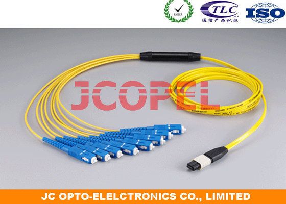 12 Core Fan Out Cable Optical Fiber Patch Cord MPO Male to SC / UPC Low Insertion Loss