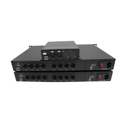 Cascade 2 IN 8 OUT balanced audio over fiber,2-ch XLR audio input 8-ch XLR auido output over fiber transmission