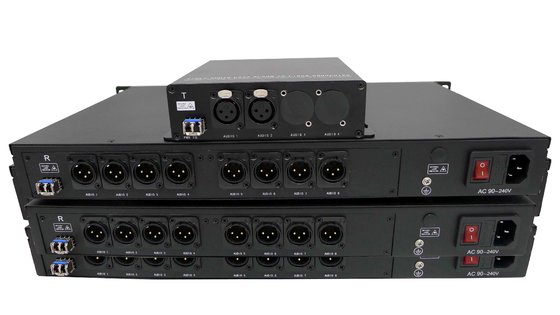 Cascade 2 IN 8 OUT balanced audio over fiber,2-ch XLR audio input 8-ch XLR auido output over fiber transmission