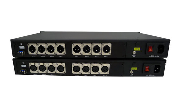 8 ch Balanced Audio over Fiber extender ,1U rack 8-ch XLR audio to fiber transmitter and receiver