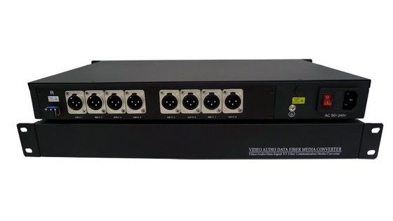 8 ch Balanced Audio over Fiber extender ,1U rack 8-ch XLR audio to fiber transmitter and receiver