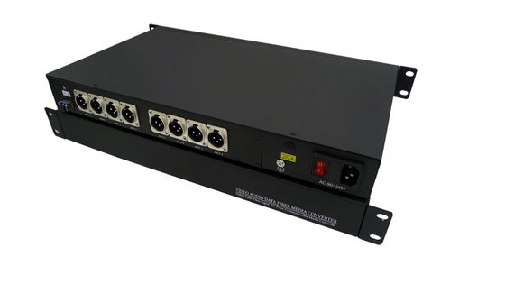 8 ch Balanced Audio over Fiber extender ,1U rack 8-ch XLR audio to fiber transmitter and receiver