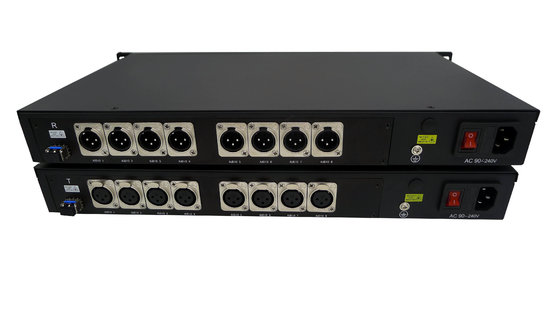 8 ch Balanced Audio over Fiber extender ,1U rack 8-ch XLR audio to fiber transmitter and receiver