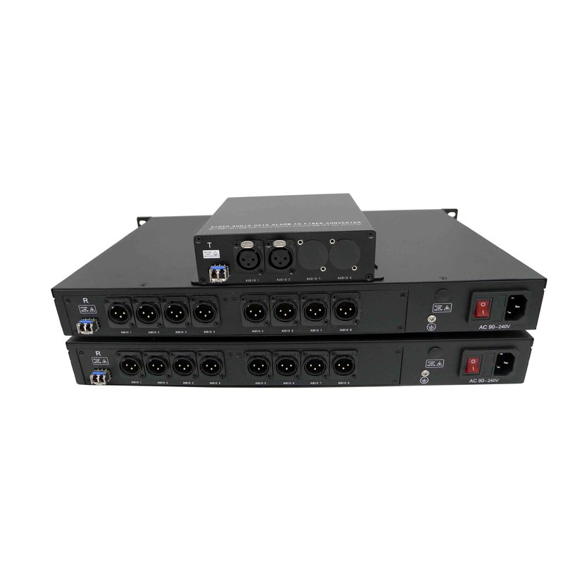 Cascade 2 IN 8 OUT balanced audio over fiber,2-ch XLR audio input 8-ch XLR auido output over fiber transmission