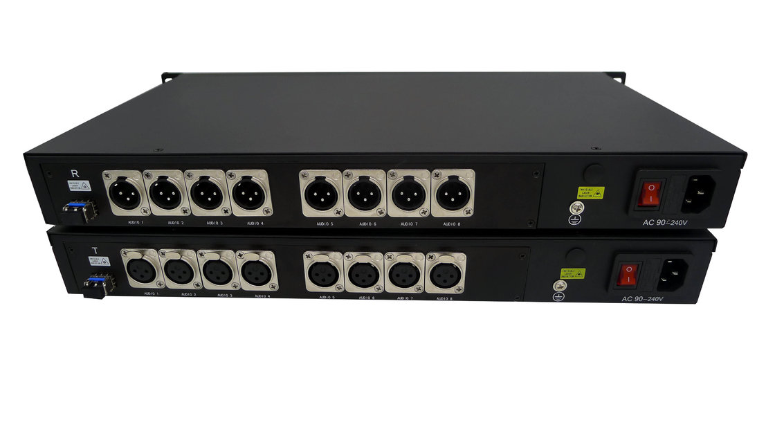 8 ch Balanced Audio over Fiber extender ,1U rack 8-ch XLR audio to fiber transmitter and receiver