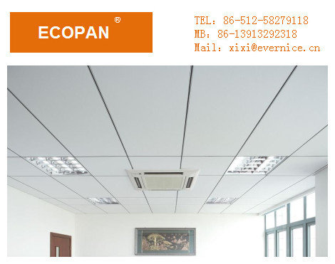 0.6*1.2m White Fiberglass Suspended Ceiling Board Seldom Absorb Dust / Vacuum For Hotels