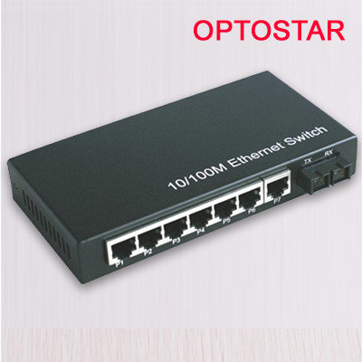 Convertitore di media di OPTOSTAR 10/100M con 7 porti di UTP e 1 porto di SFP