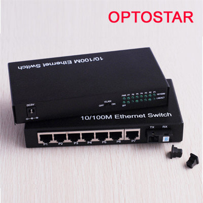 Convertitore di media di OPTOSTAR 10/100M con 7 porti di UTP e 1 porto di SFP