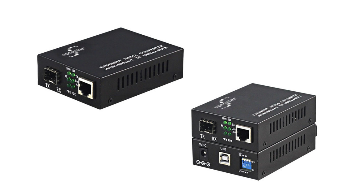 10M / controllo di flusso a fibra ottica di sostegno del convertitore di media della scanalatura 1000M/di 100M SFP