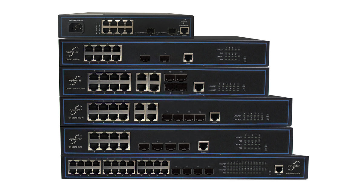 SNMP di sostegno del commutatore di Ethernet di Access di sicurezza di Interamente gigabit di OPTOSTAR Layer2, telnet, web, console, ecc