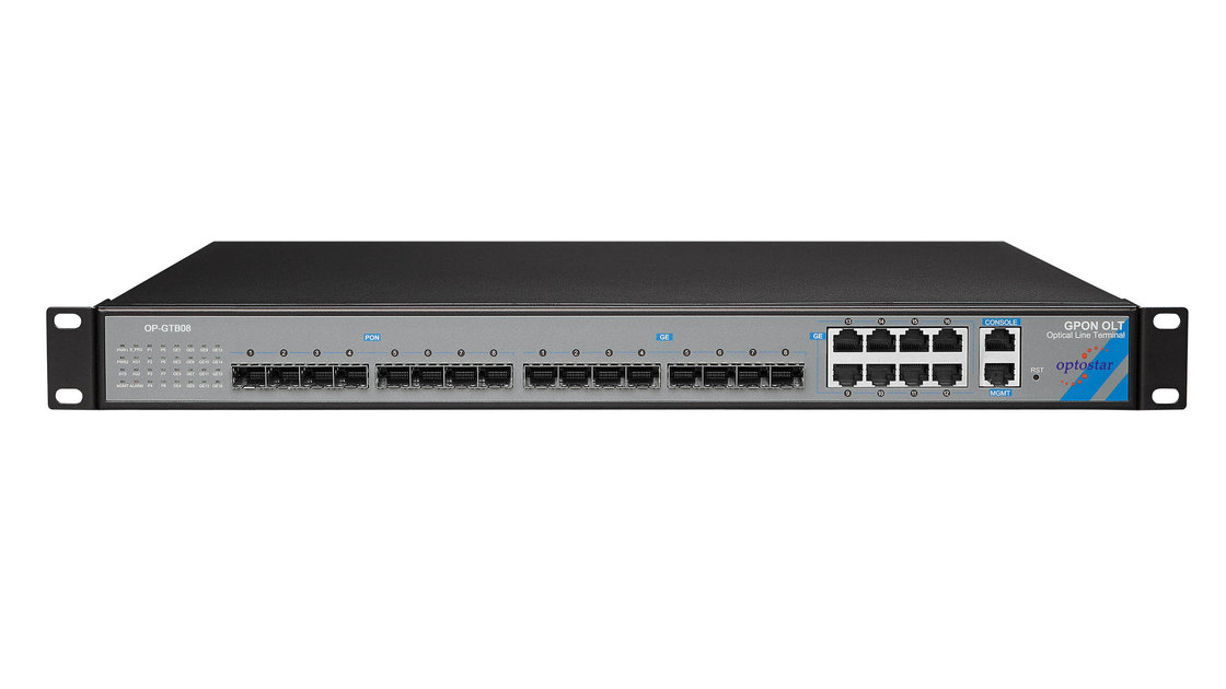 Il supporto di scaffale di FTTH GPON OLT 1U GPON ONU 8 GE uplink porti ottici/elettrici