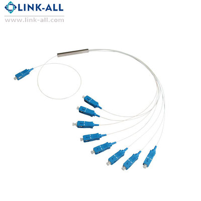1X8 Passive Fiber Optic  Blockless  PLC Splitter with SC/APC, UPC Connector